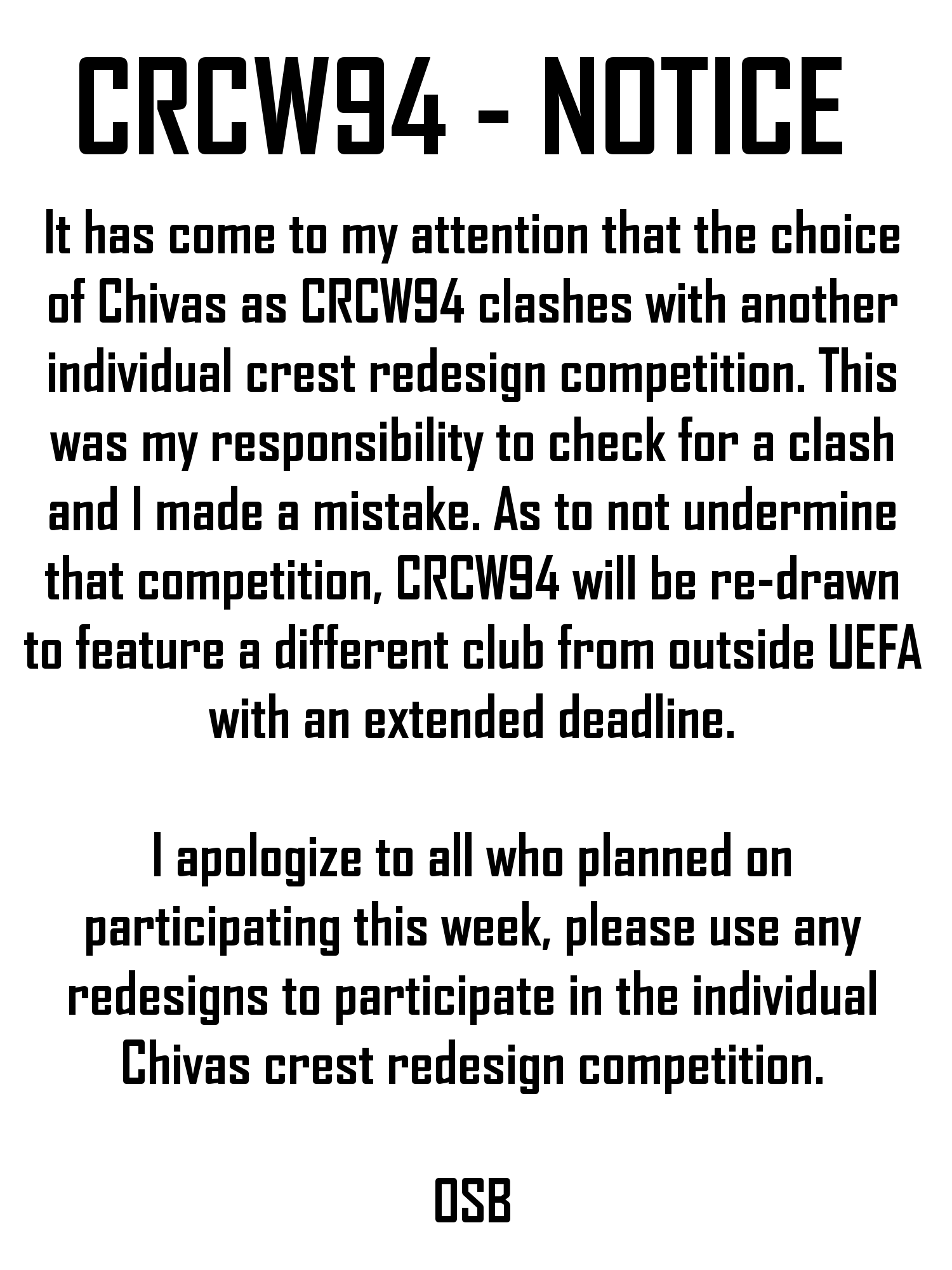 CRCW94 - IMPORTANT NOTICE