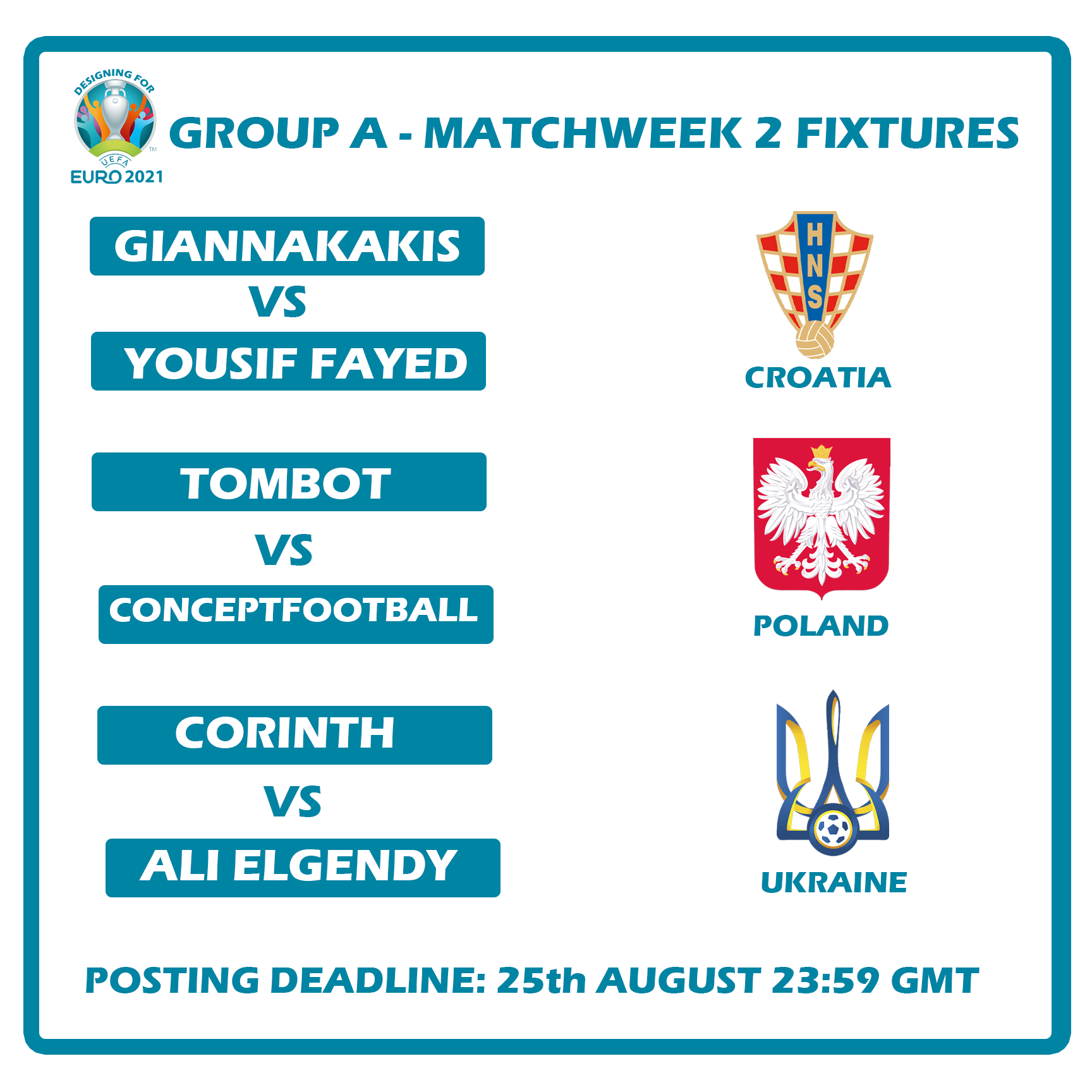 Group A Matchweek 2 Fixtures