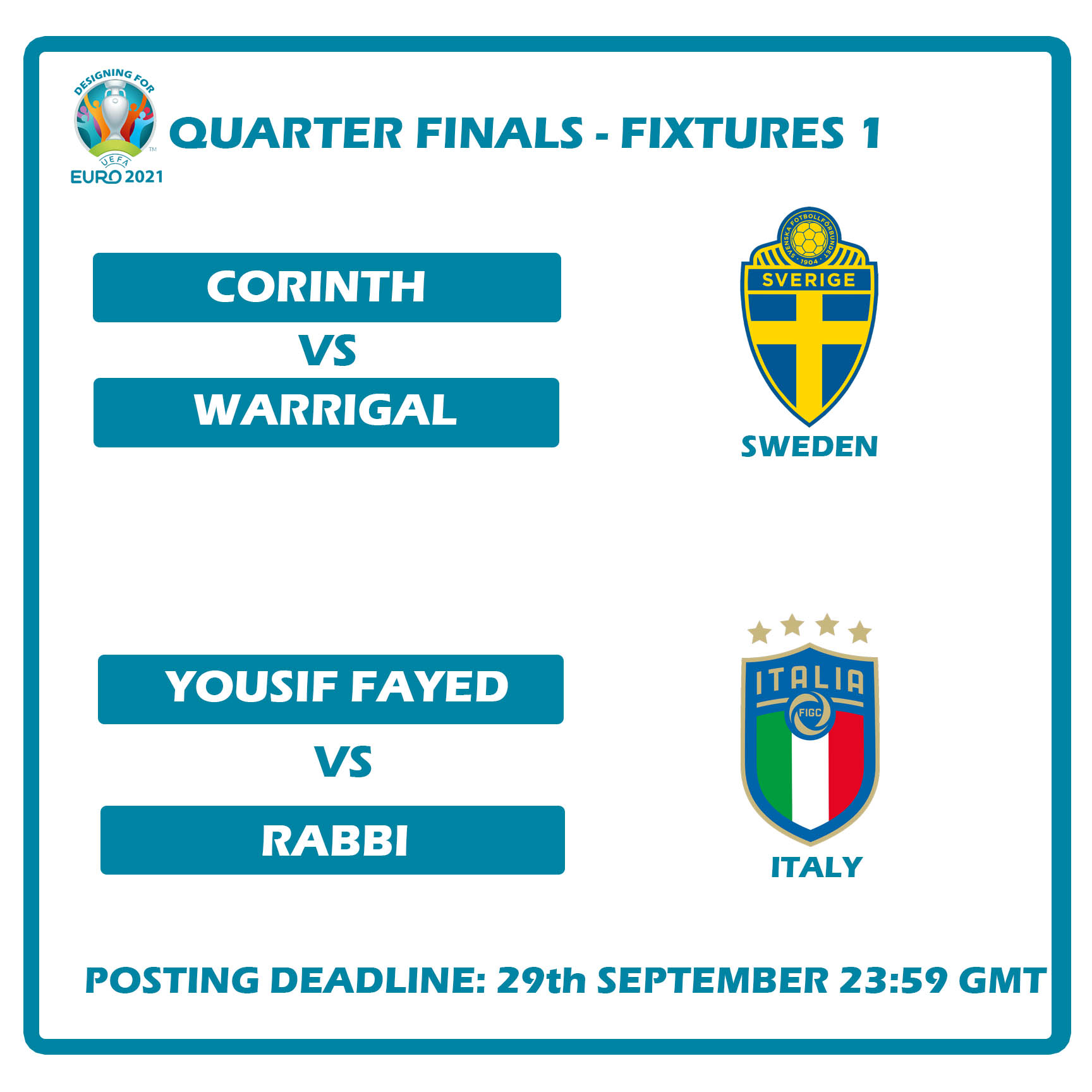 Quarter Finals Fixtures 1