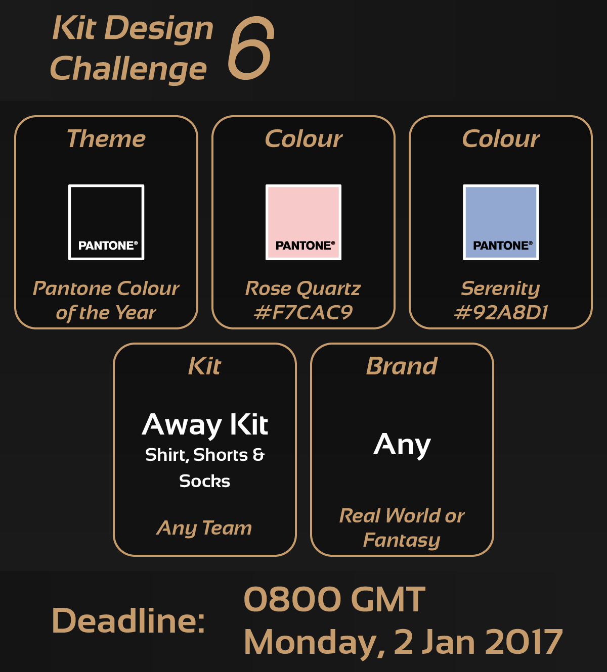 Kit Design Challenge: 6 - Pantone Colour of the Year 2016