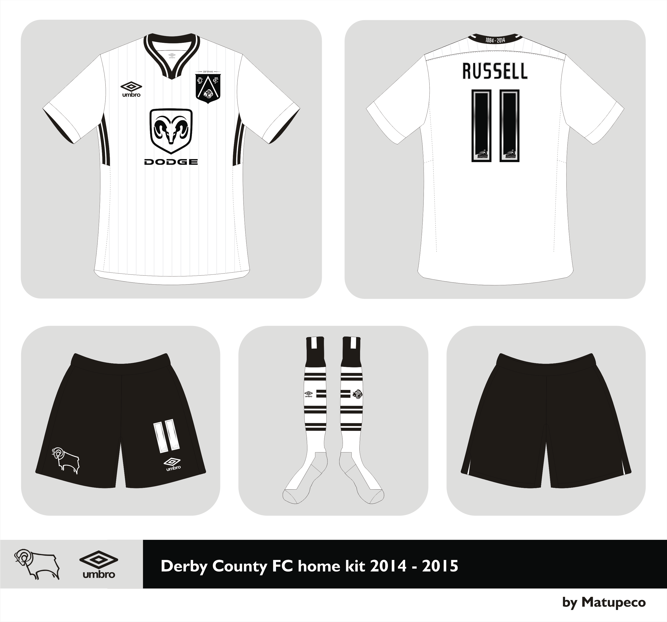 Derby County FC home kit 2014 - 2015